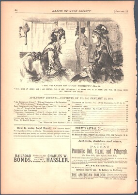 1872 Victorian Printed Engraving, The Habits of Good Society- No.5 ...