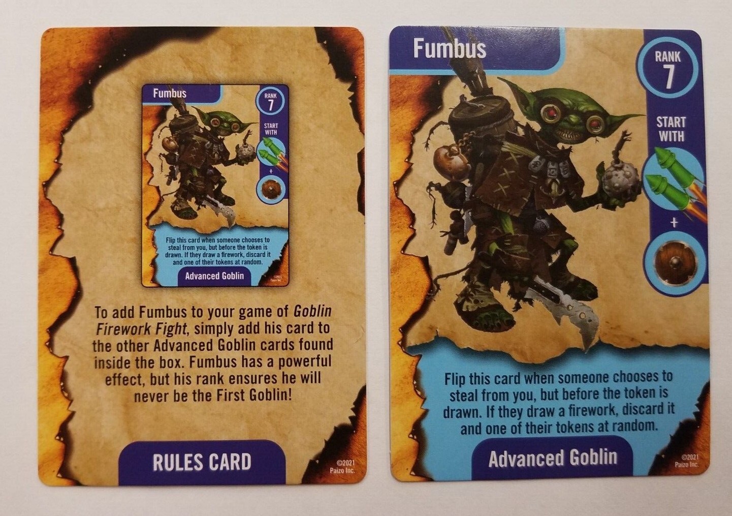 FUMBUS ADVANCED GOBLIN PAIZO GAMING CARD PROMOTIONAL CARD GOBLIN ...