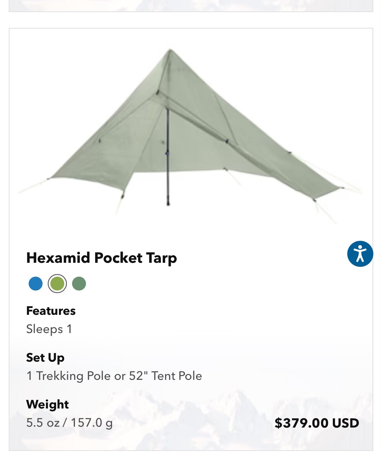 Zpacks Hexamid Pocket Tarp Tent Ultralight UL 1 Person New! 5.5 Oz ...