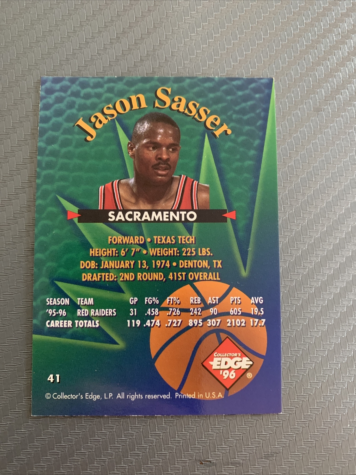 1996 Collector's Edge Rookie Rage - #41 Jason Sasser (RC) for sale ...