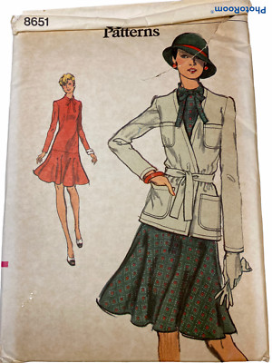 Vogue 8651 Misses Dress 10 Sewing Pattern Dress Jacket Uncut Vintage | eBay
