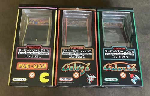 Lot of 3 NAMCO 1/12 GALAXIAN, GALAGA & PAC MAN arcade miniature cabinet ...