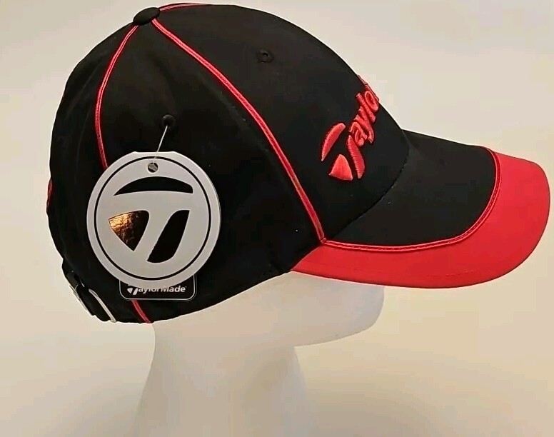TaylorMade Golf Hat Adjustable Black & Fire Red TMax Gear NWT | eBay