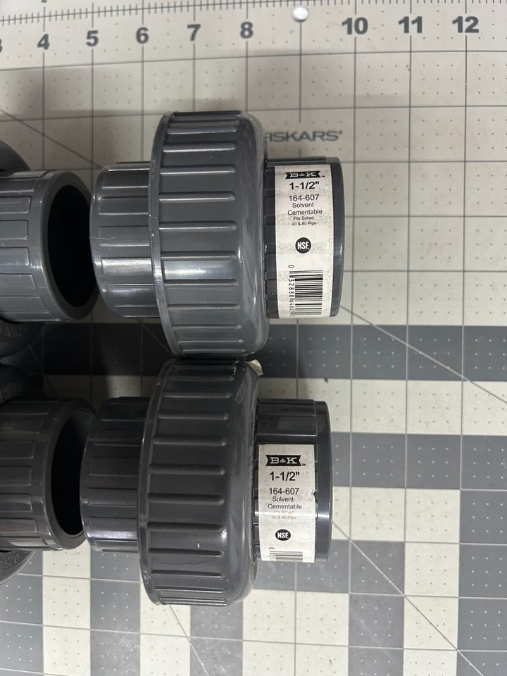 NOS 4-pack lot B & k 164-107 Threaded Gray Schedule 80 PVC Union 1-1/2" | eBay