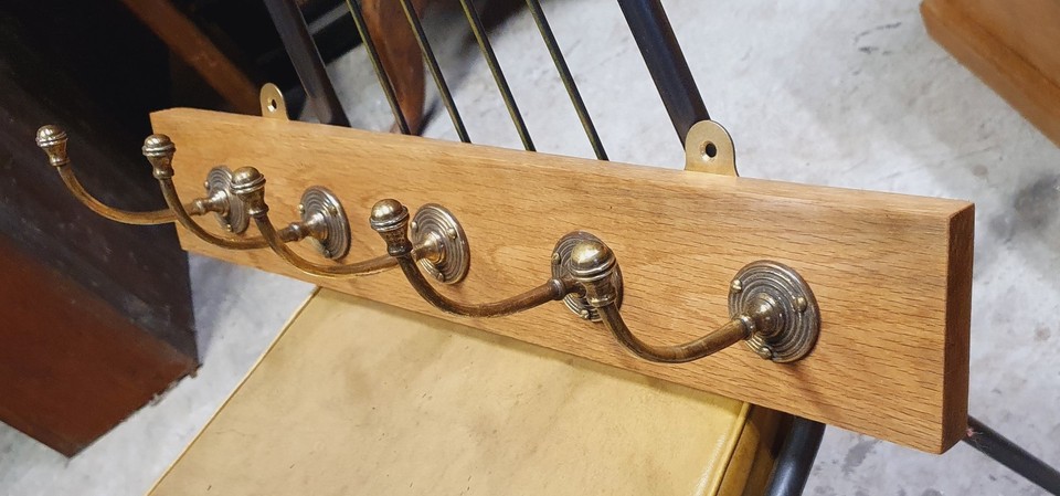 HAND MADE RECLAIMED OAK HAT & COAT STAND RACK ANTIQUE HOOKS FREE UK ...