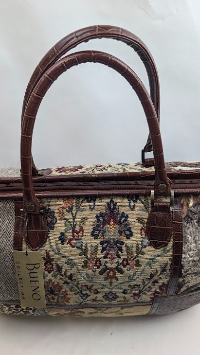 NWT VINTAGE BUENO TAPESTRY WEEKENDER TRAVEL CARPET BAG LARGE CARRYALL ...