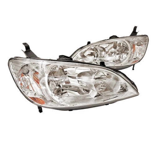 JDM Factory Chrome Housing Clear Lens Amber Reflector Headlights For 04 ...