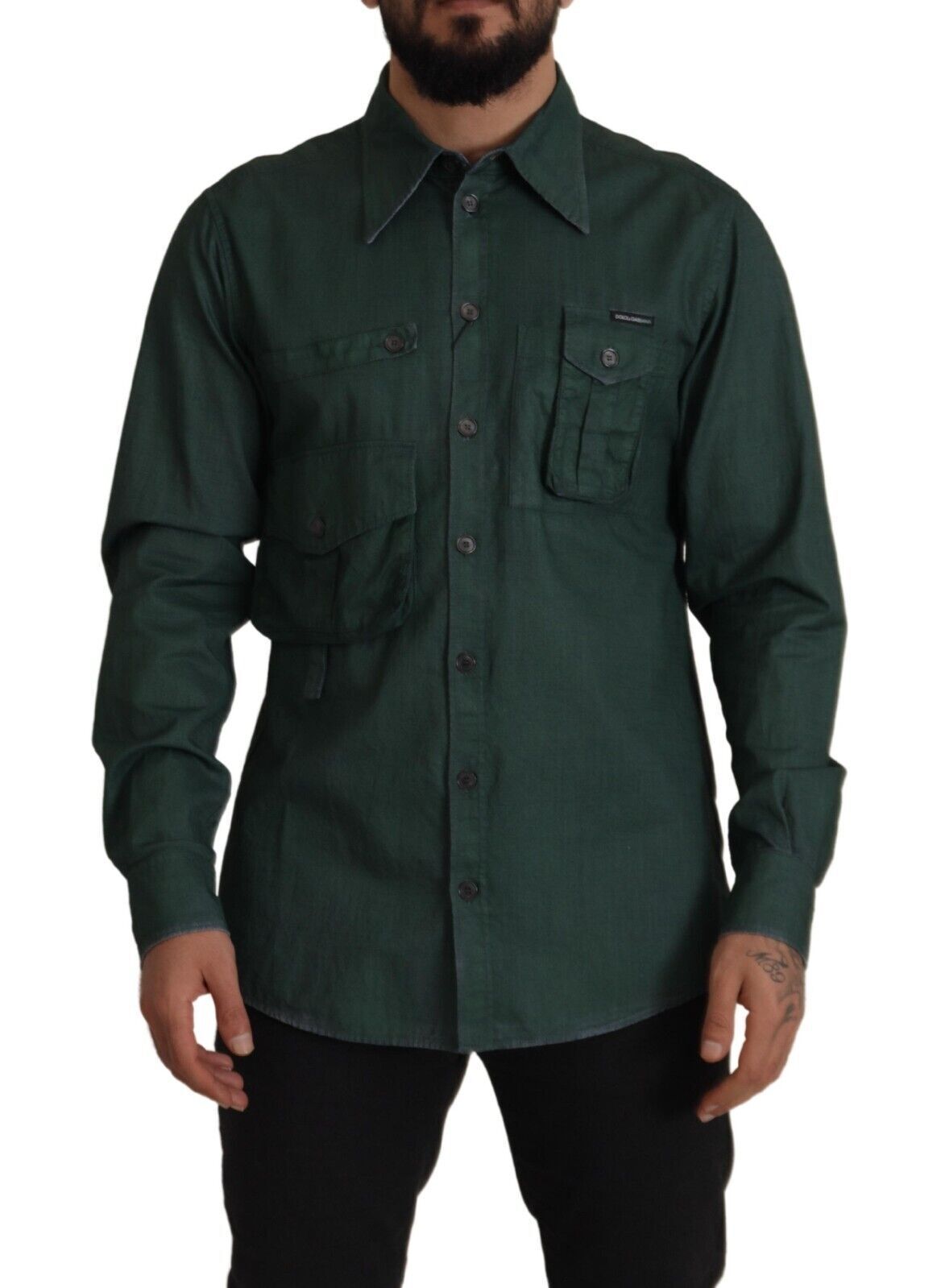 Dolce & Gabbana Dark Green Button Down Long Sleeves Men's Shirt | eBay