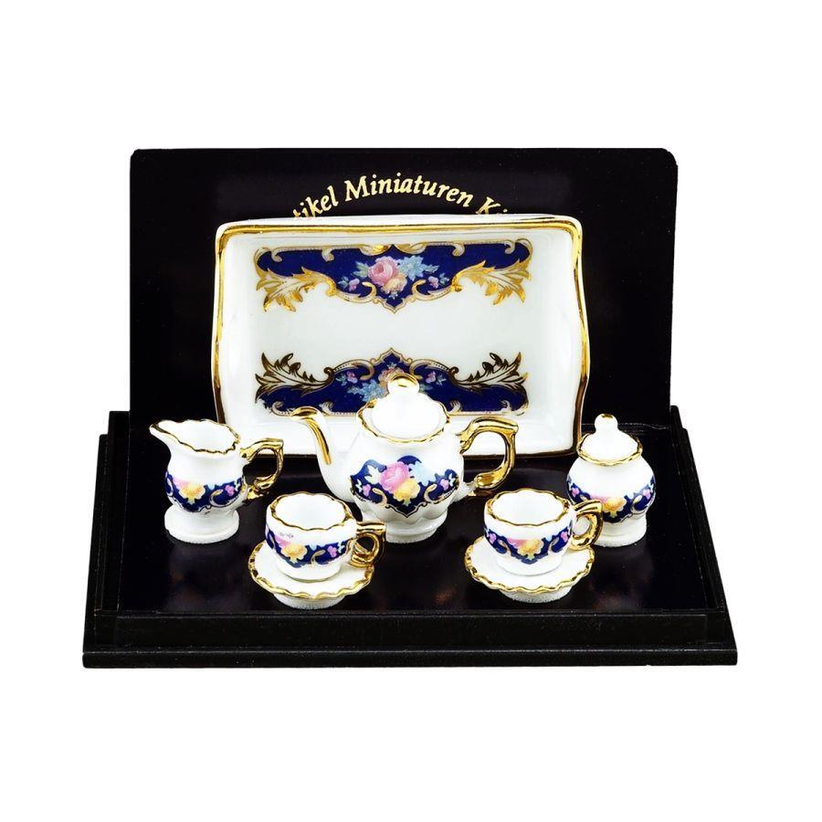Tea Set Royal Blue for 2 Baronesse 1.346/6 Reutter Porcelain Dollhouse ...