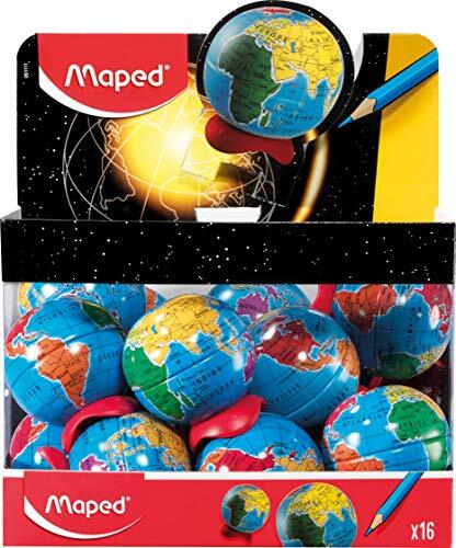 Maped - Globe Pencil Sharpener - World Map - Metal Canister - Compact ...