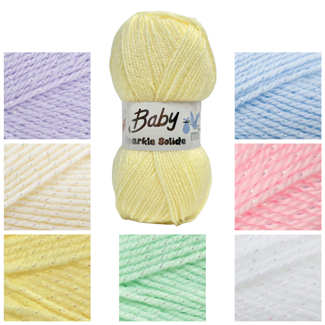 Woolcraft Baby Wool Sparkle Solide DK Double Knitting & Crochet Soft ...