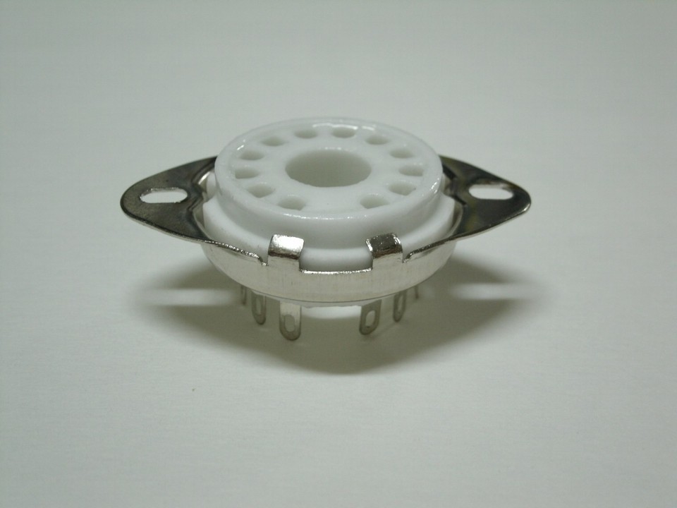 CERAMIC COMPACTRON 12 pin VACUUM TUBE SOCKET, BOTTOM MOUNT, W/ hardware ...