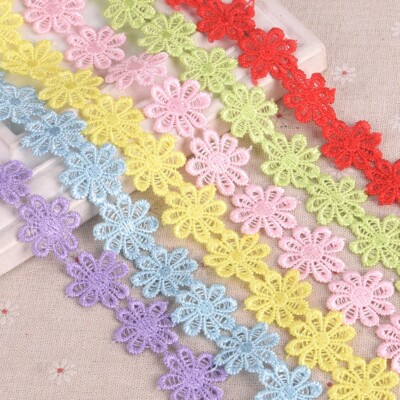 1Yards 25mm Lace Flower Ribbon Sewing Trim Fabric Appliques Sew ...