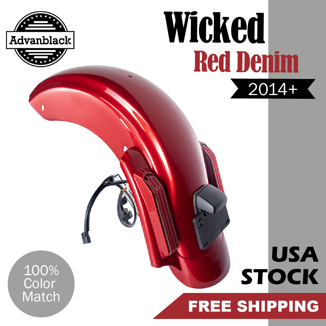 Wicked Red Denim CVO Rear Fender System Fits Harley Street Road King ...
