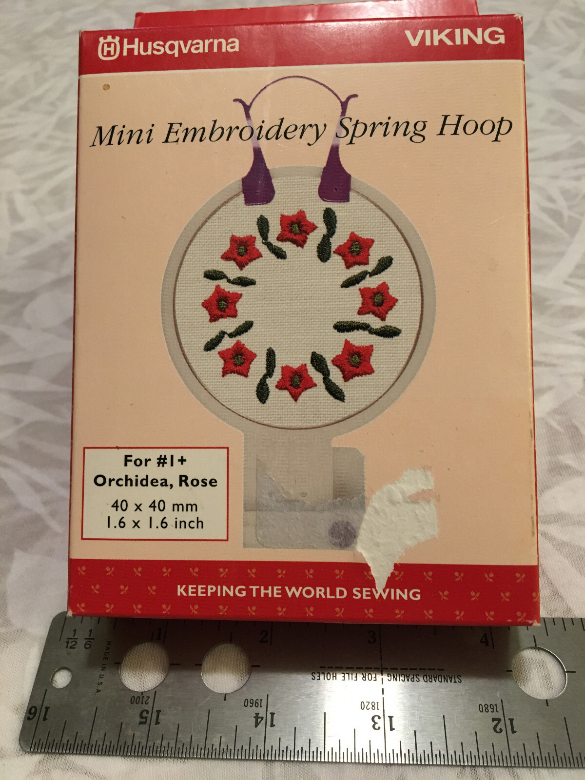 Vintage Husqvarna Viking Mini Embroidery Spring Hoop #1+ Orchidea Rose ...