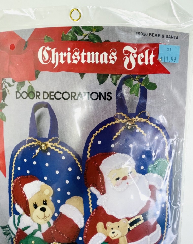 Vintage 1993 Christmas Door Decorations Kit Bear & Santa | eBay