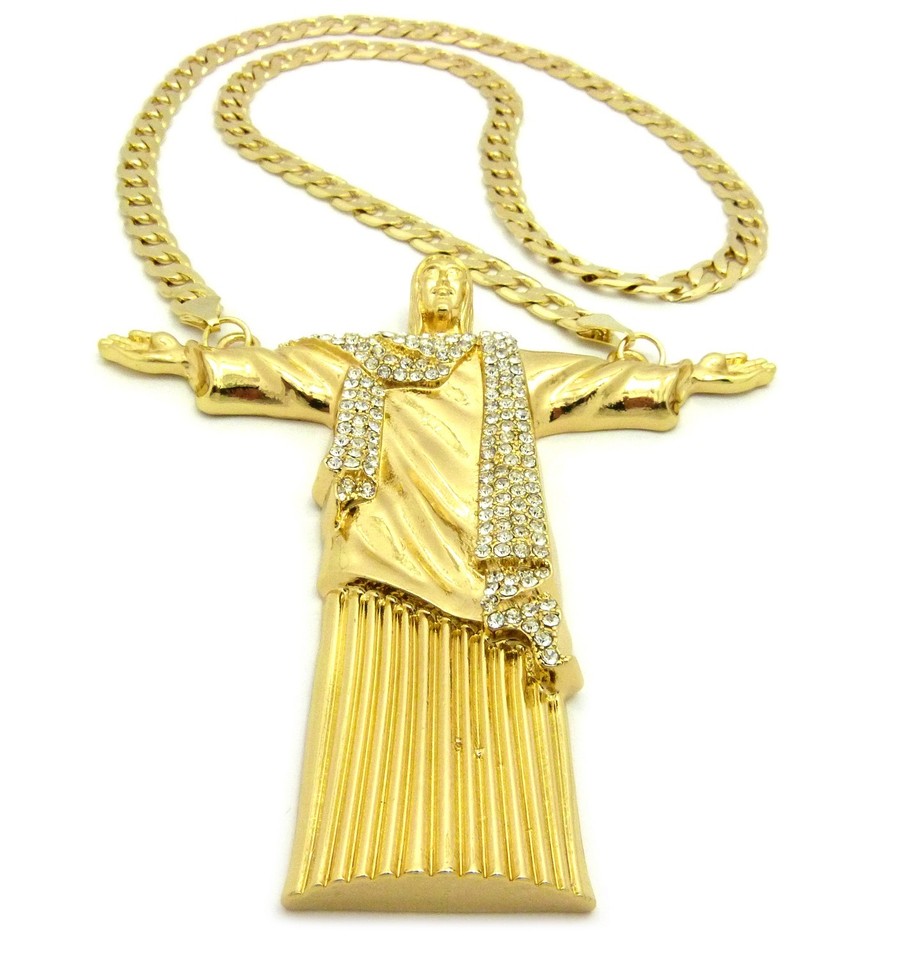 NEW JESUS CHRIST PENDANT & 9mm/30" DIA-CUT CUBAN CHAIN NECKLACE RC2161G ...