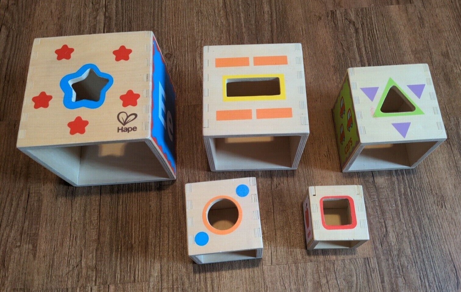 HAPE Pyramid of Play Toddler Wooden Nesting Blocks Stacking Counting ...