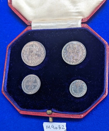 1908 Edward VII Maundy Coins set(4d3d2d1d) Octagonal Red Case UNC toned ...