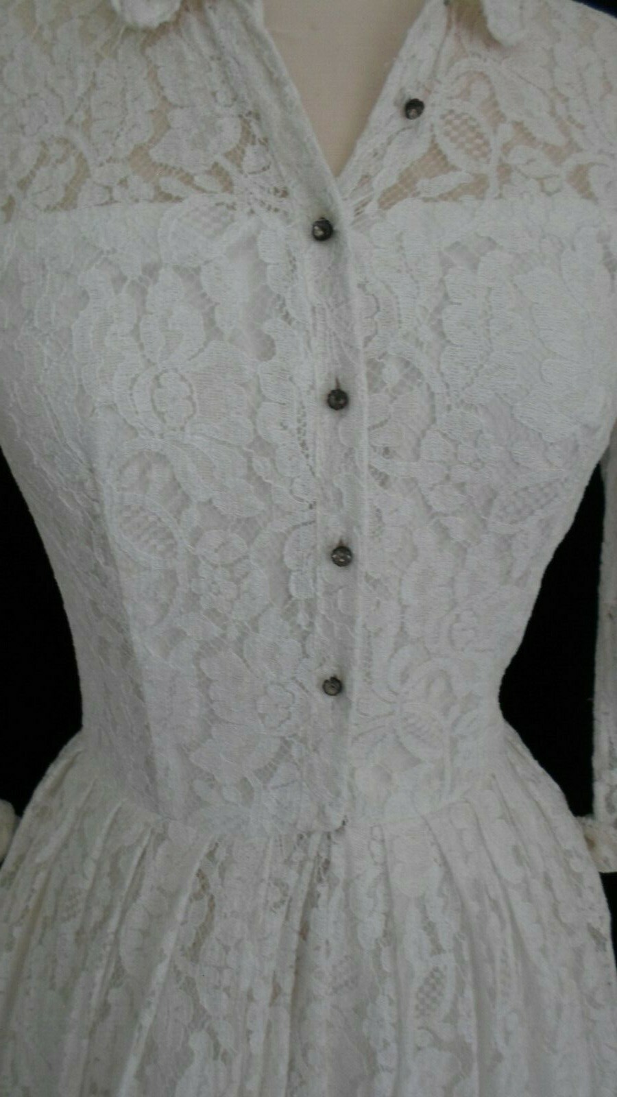 1940's 1950's VINTAGE White LACE Full Gather Jonathon… - Gem