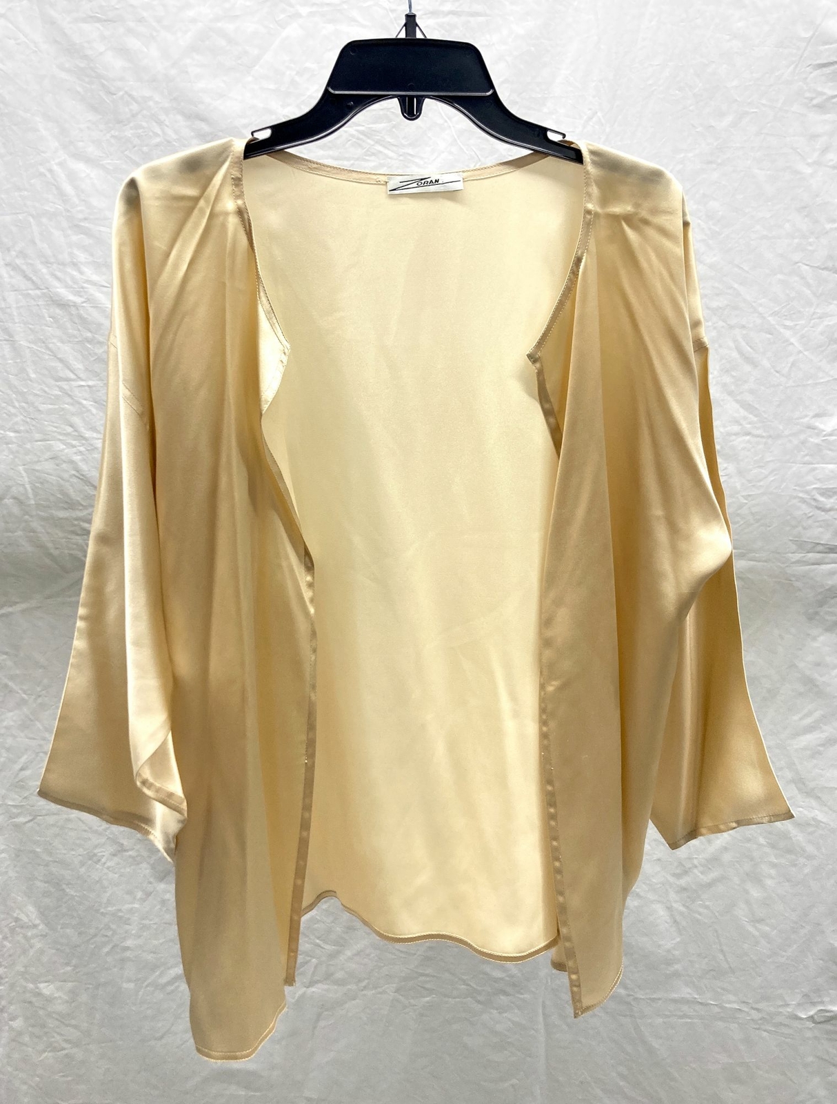 Zoran Light Tan Thin Silk Satin Open Jacket One Size - Gem