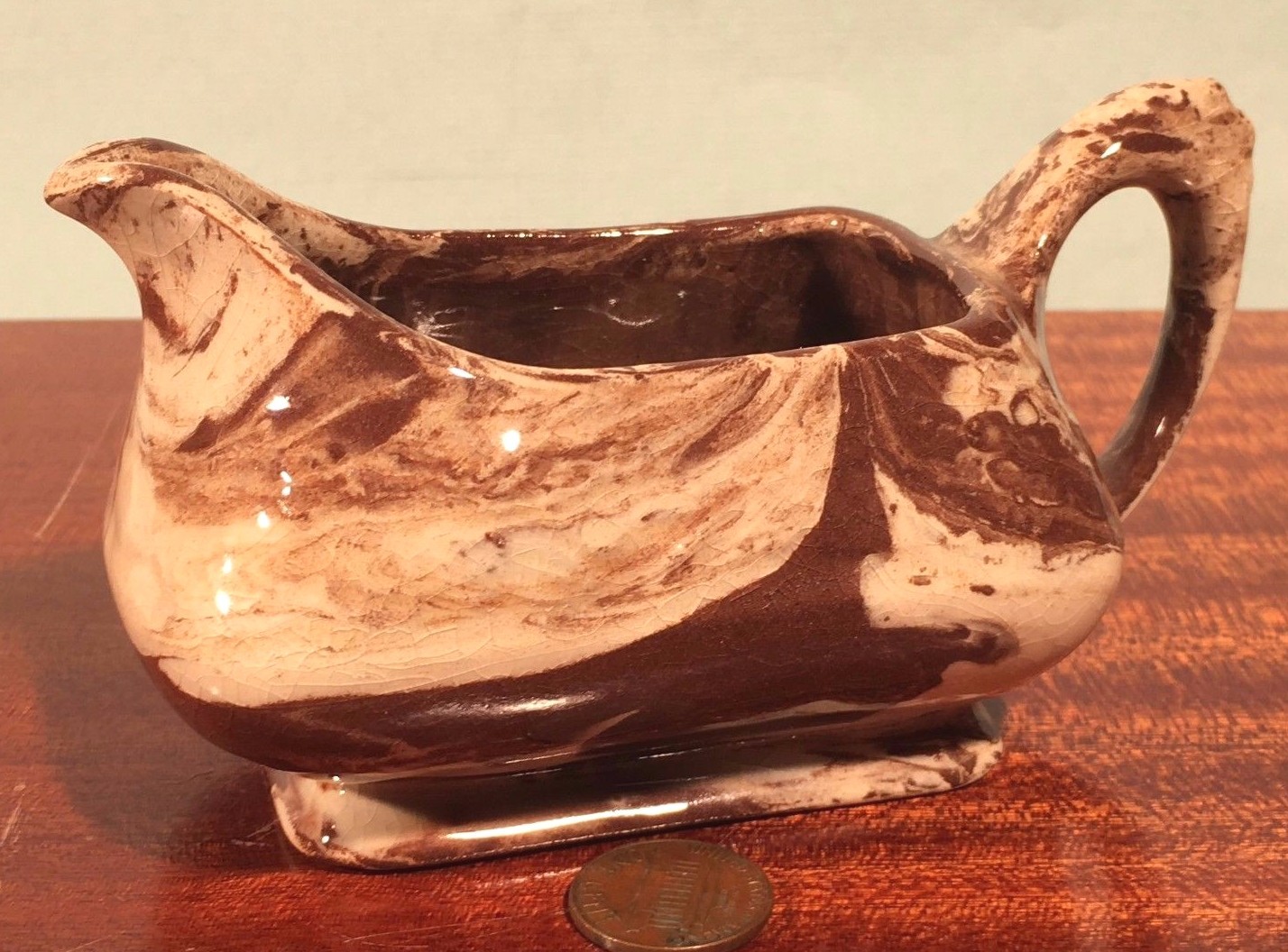 Victorian Mocha Ware Agatewear Pitcher Creamer Antique Marbleized Swirl ...