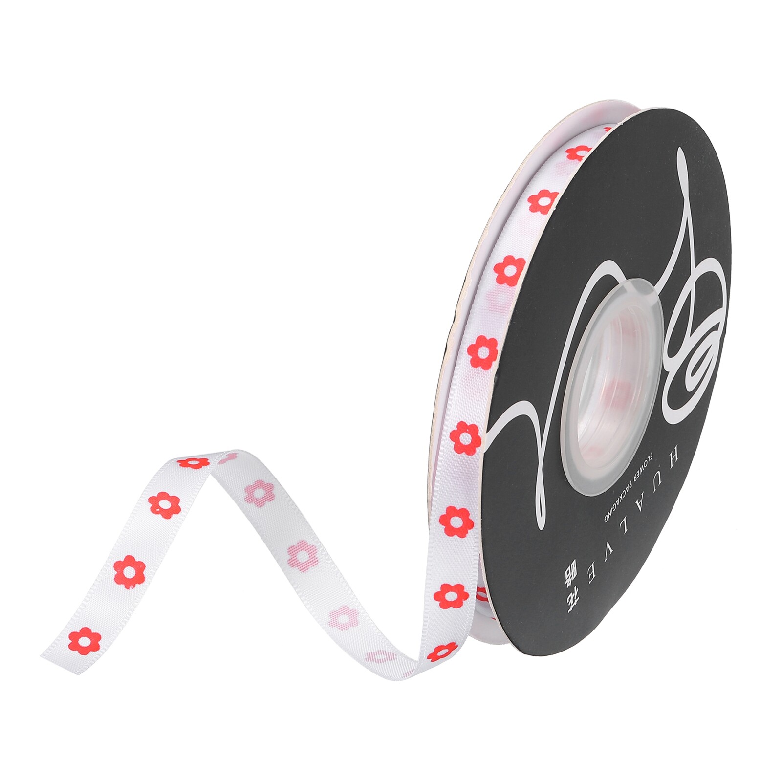 3/8 Inch 40 Yard Spring Red Flower Satin Ribbon Pastel White Grosgrain ...