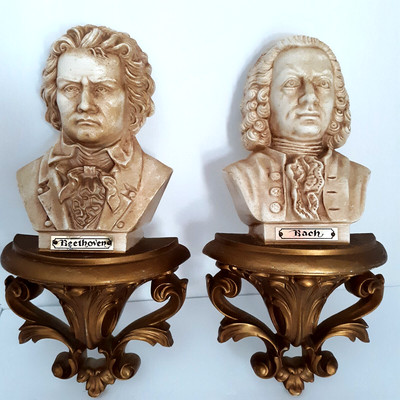 Beethoven Bach Vintage Burwood Product Busts on Shelf Wall Decor ...