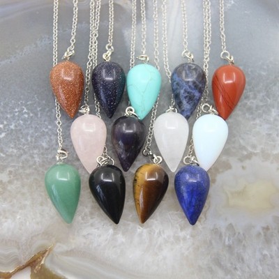 Natural Crystal Tiger Eye Necklace Pendulum Pendant Jewelry Pointed ...