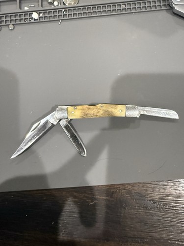 Gerber Three Blade Locking Pocket Knife Stag Handle Etched Bolsters | eBay