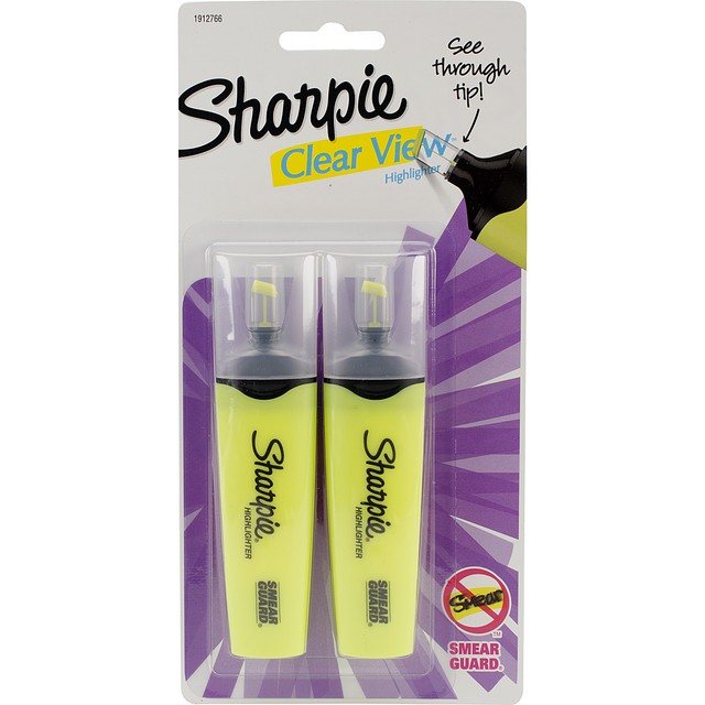Sharpie Clear View Smear Guard Fluorescent Yellow Highlighters 1912766 ...