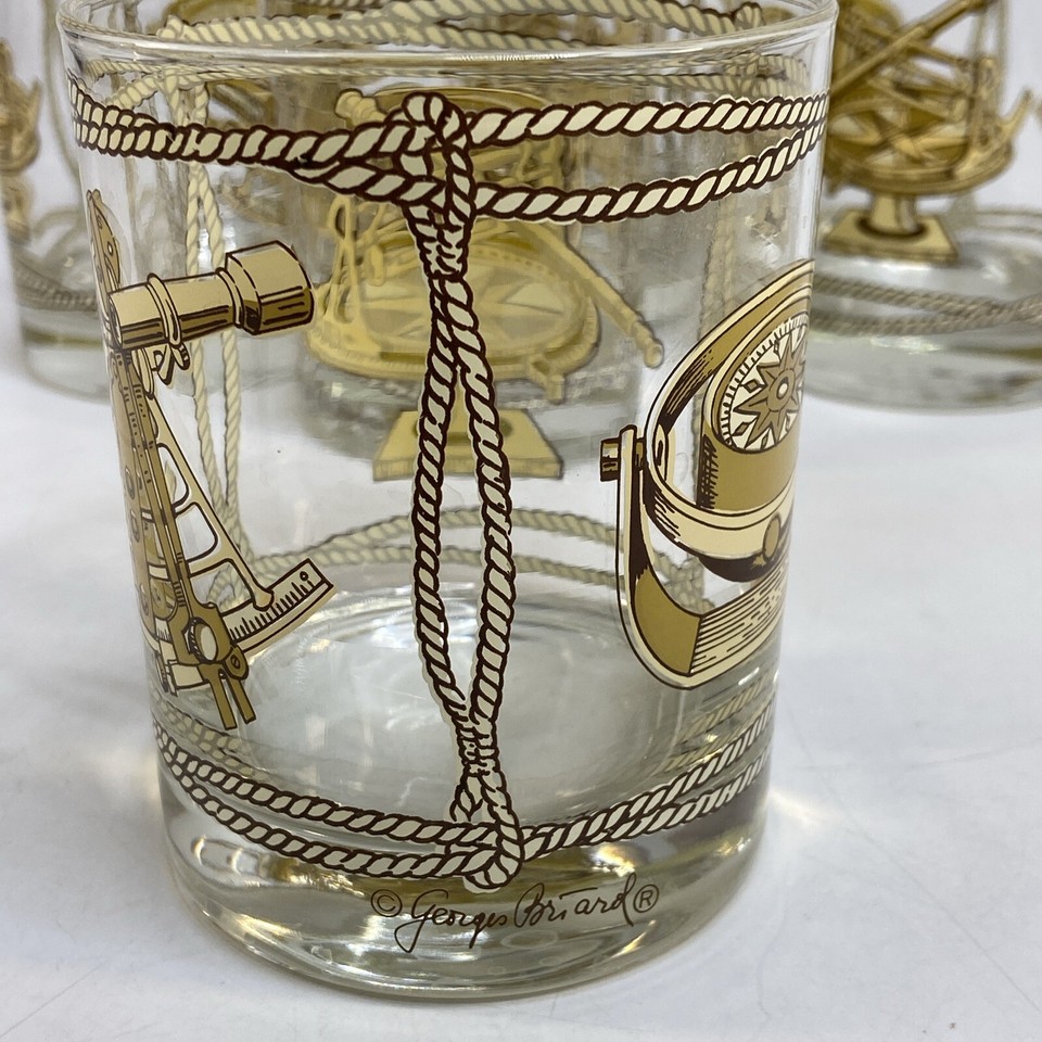 5 MCM Georges Briard Rocks Glasses Nautical Navigation Old World ...