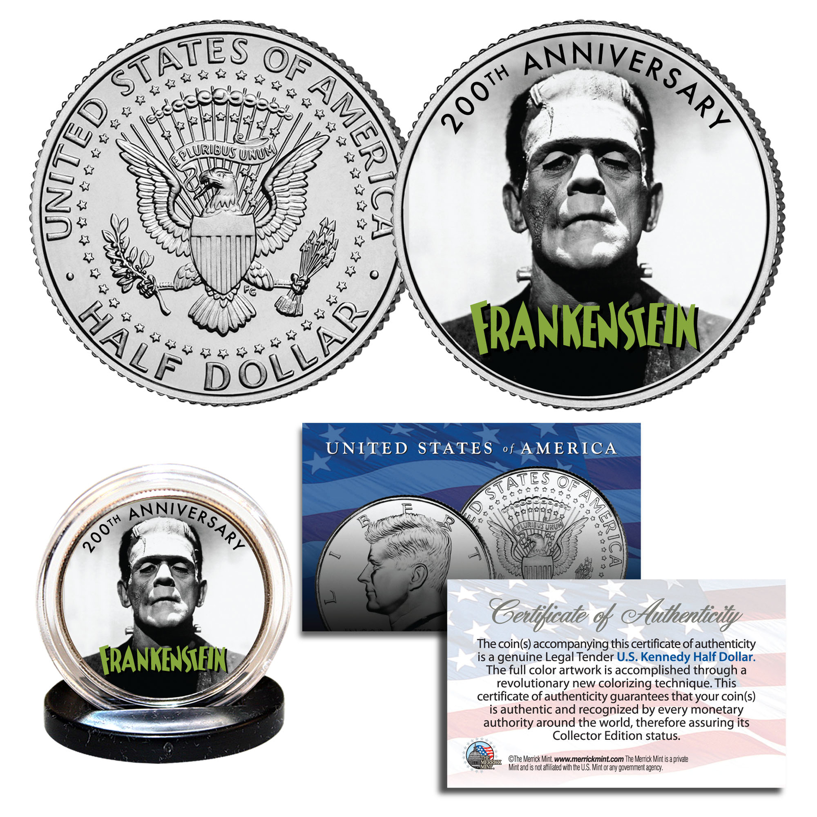 FRANKENSTEIN - The First 200 Years - 2018 Genuine JFK Half Dollar U.S ...