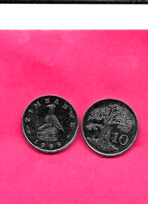 ZIMBABWE KM3 1999 UNCIRCULATED-UNC BU-MINT OLD VINTAGE 10 CENT TREE ...