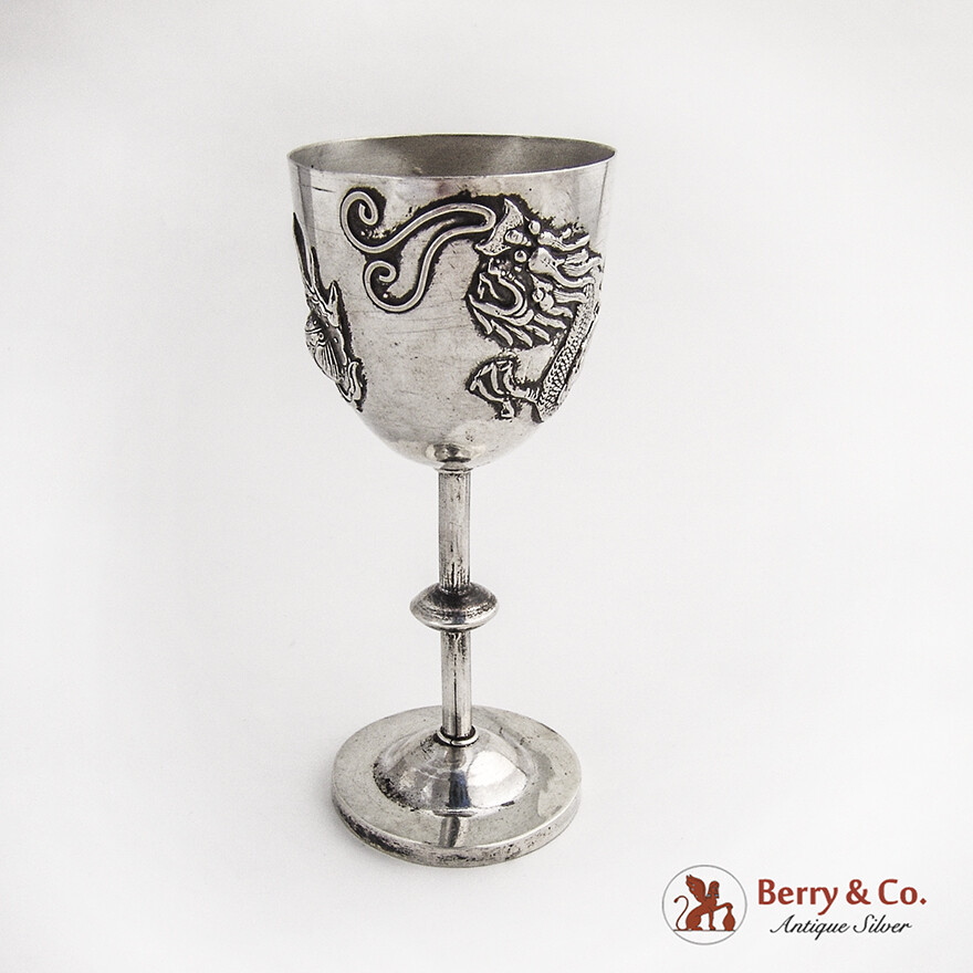 Applied Dragon Cordial Cup Chinese Export Silver 1900 | eBay