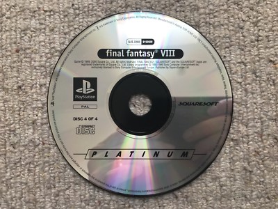 Final Fantasy VIII Disk 4 Platinum - Sony Playstation PS1 DISK ONLY UK ...