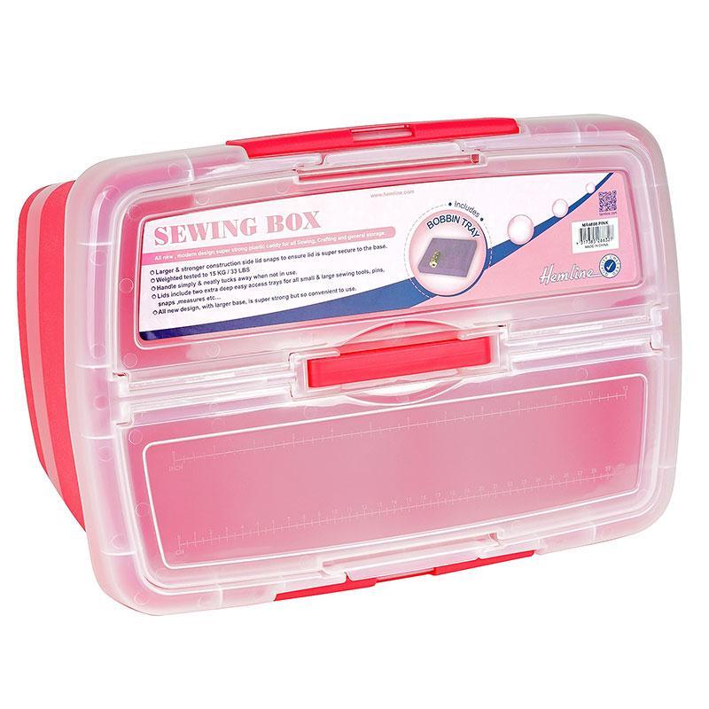 Große stabile Nähbox - Nähkoffer - Kunststoffbox (pink) Nähkasten Box ...