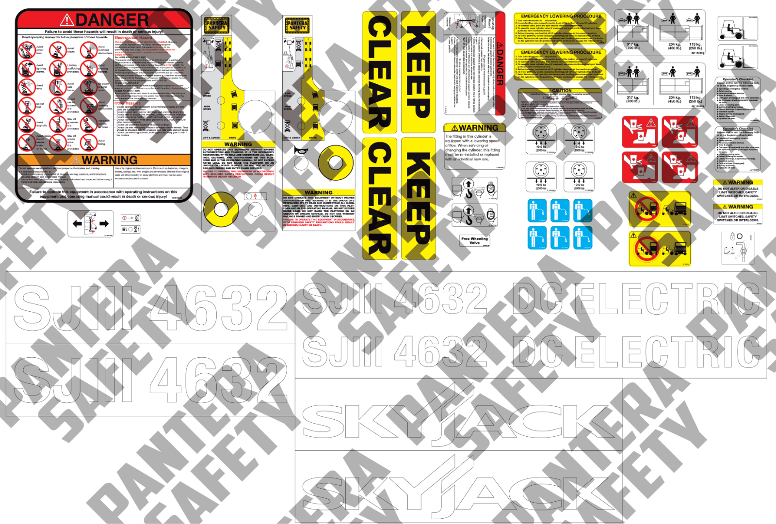 Skyjack SJ 4632 Safety Sticker Kit - Vehicle Grade Vinyl Decals | eBay