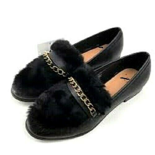 Womens A New Day for Target Sal Black Faux Fur Chain Loafers Shoes NWOB ...