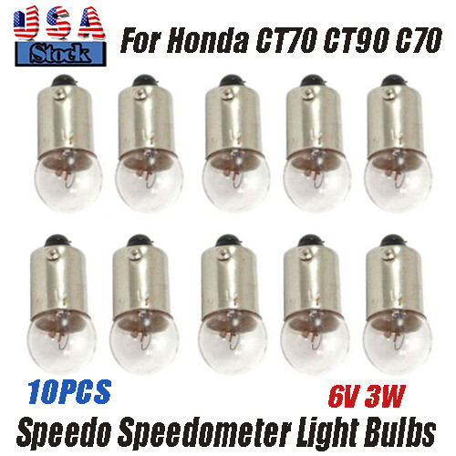 10PCS 6V 3W Speedo Speedometer Light Bulbs For Honda CT70 CT90 C70 ST90 ...