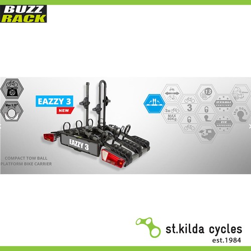 Buzz Rack Eazzy 3 Bike Towball Mount Folding Platform Bike Carrier Rack ...