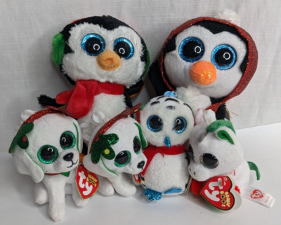 7x Lot: Christmas TY Beanie Boos & Mini Keychain Boos, Penguin, Owl ...