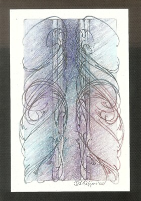 Abstract Pencil Drawing "Time After Time" 5.5x8.5 Signed Original 2020 ...