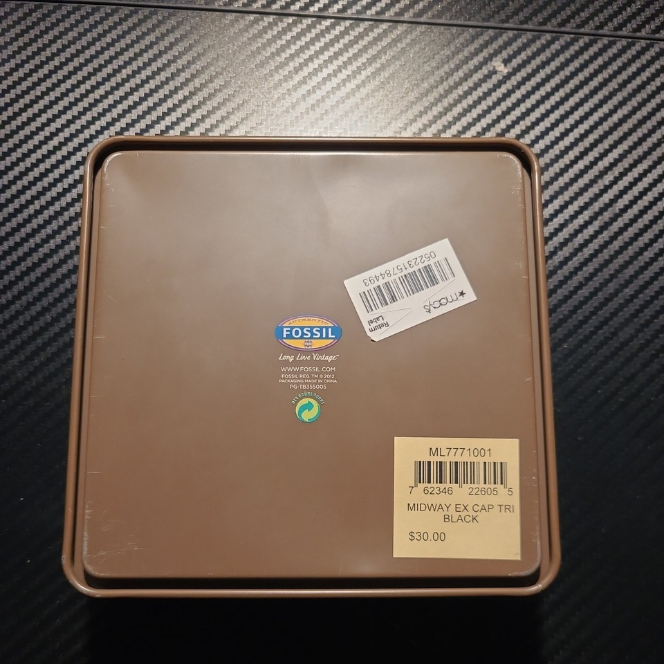 Authentic Fossil Long Live Vintage Square Tin Box 2012 Storage Trinket ...