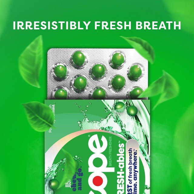 SCOPE BREATH FRESHENER 30-CHEWABLE CAPSULES Powerfully Fresh Spearmint ...