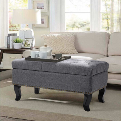 Deep Buttoned Bed End Bench Hallway Window Seat Stool Upholstered ...