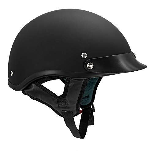 VCAN Cruiser Solid Flat Black Half Face Motorcycle Helmet (Medium) | eBay
