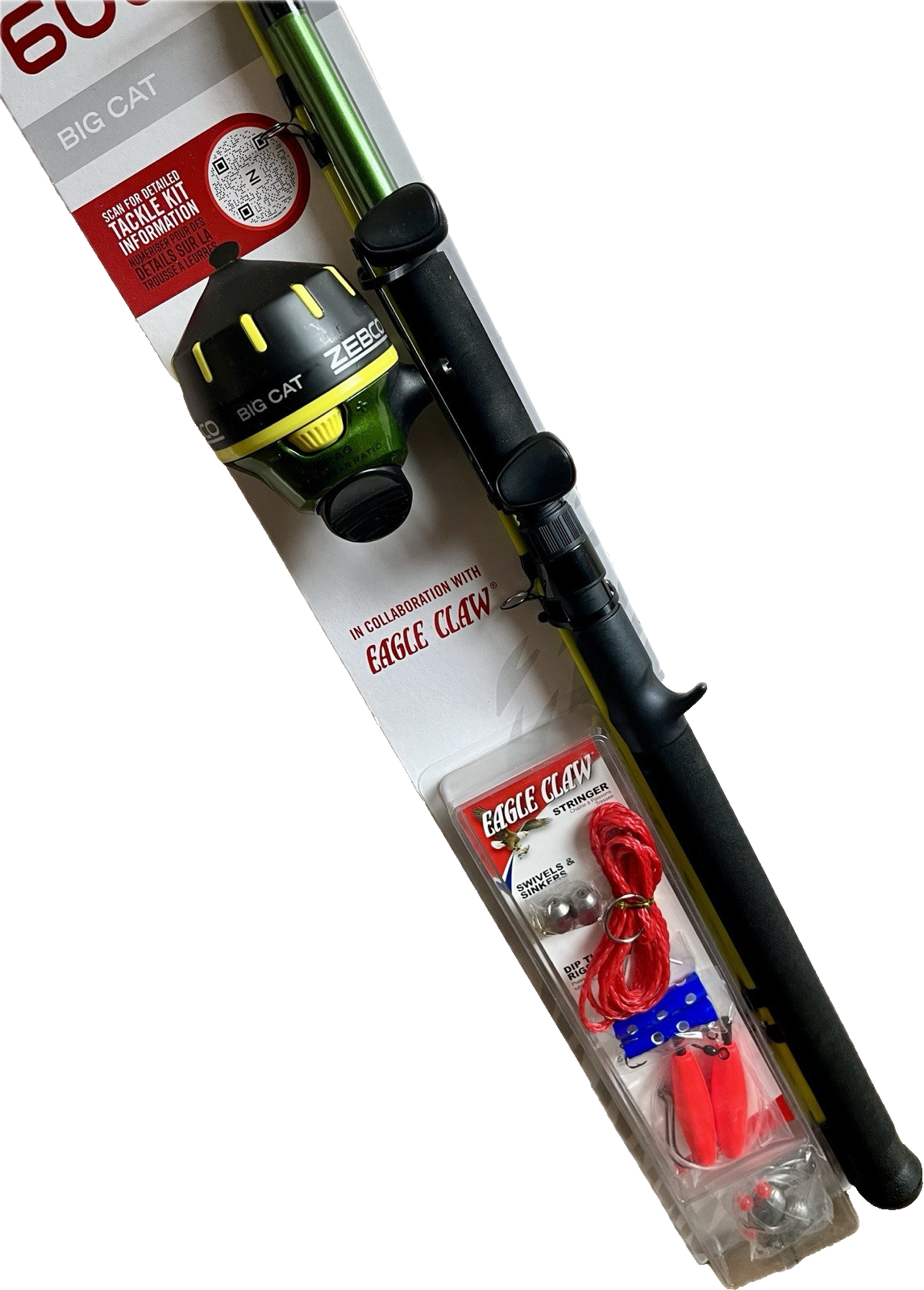 ZEBCO 606 BIG CAT SPINCAST COMBO 7' 2 pc with Tackle Kit 20 lb test ...