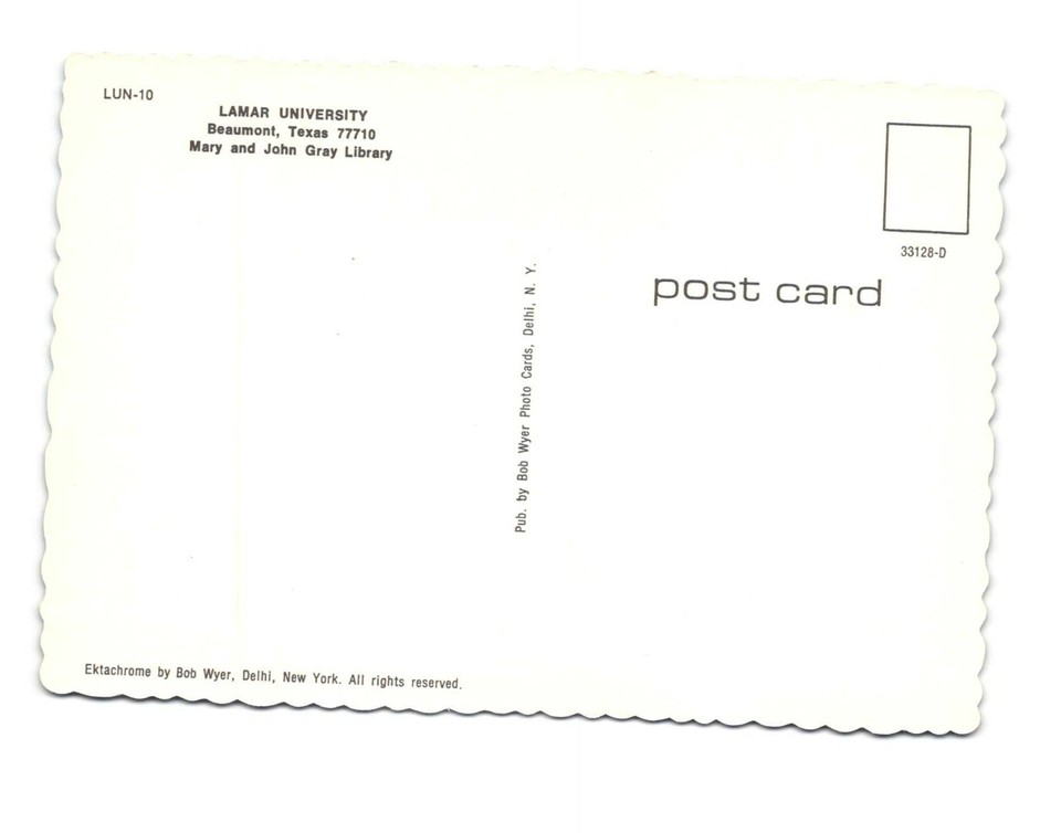 Lamar University Beaumont TX Mary and John Gray Library VTG postcard ...