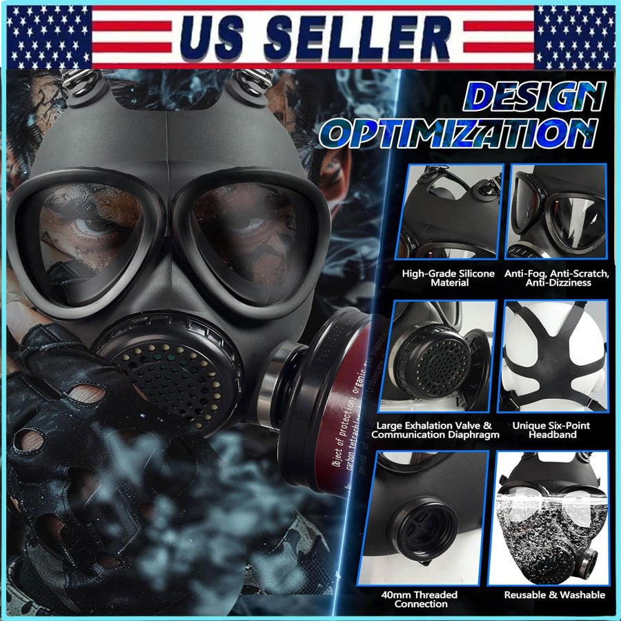 Gas Masks Survival Nuclear and Chemical, Respirator Mask with Filters ...